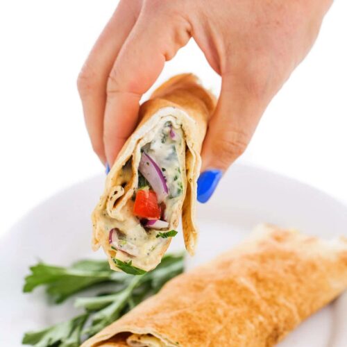 Lebanese Salad Wraps with Hummus and Cucumber Yogurt Sauce - The Lemon ...