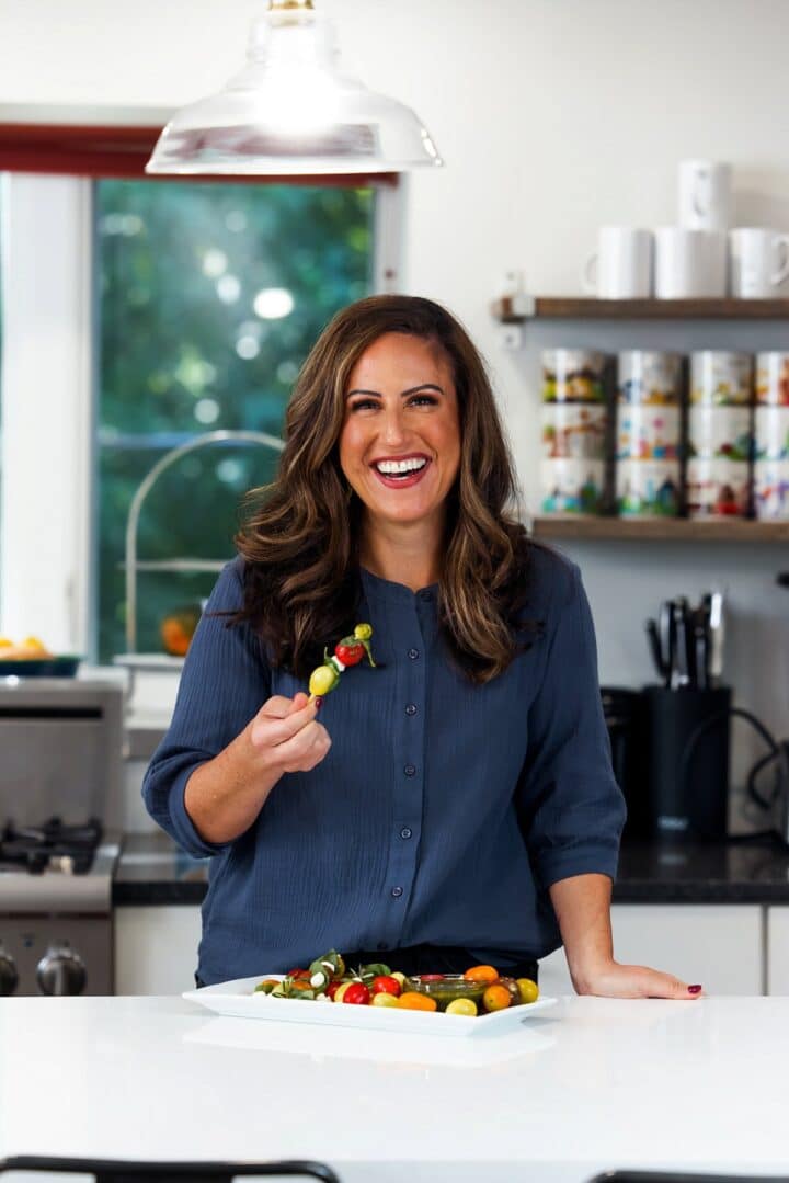 Tomato Caprese Skewers with Pesto - The Lemon Bowl®