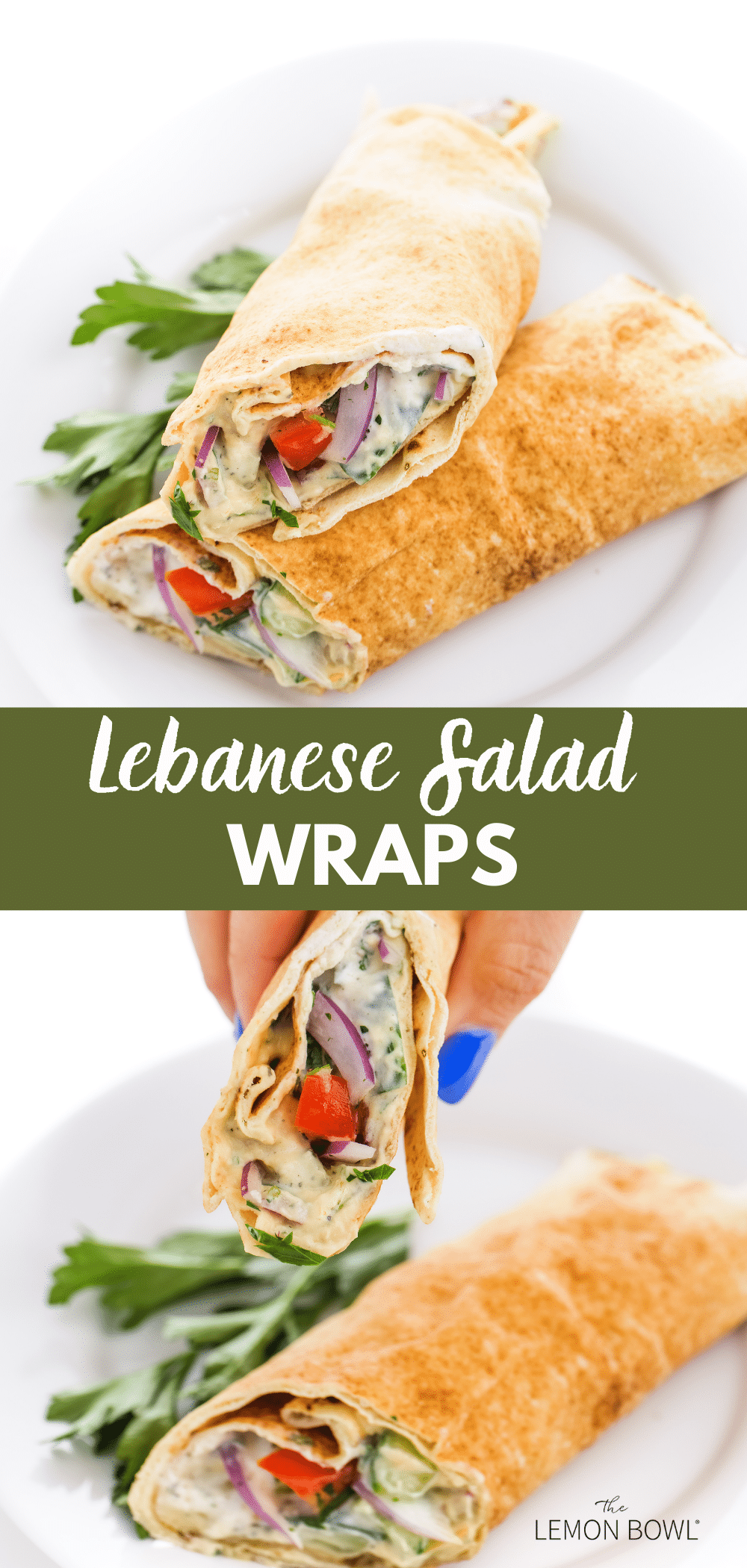 Lebanese Salad Wraps with Hummus and Cucumber Yogurt Sauce - The Lemon ...