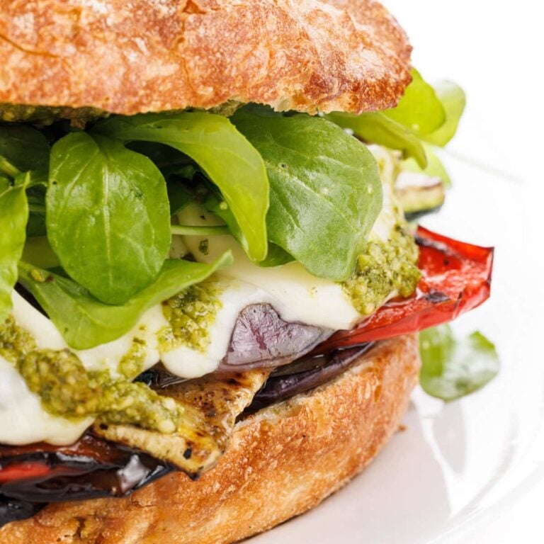 Grilled Vegetable Sandwich with Pesto and Mozzarella - The Lemon Bowl