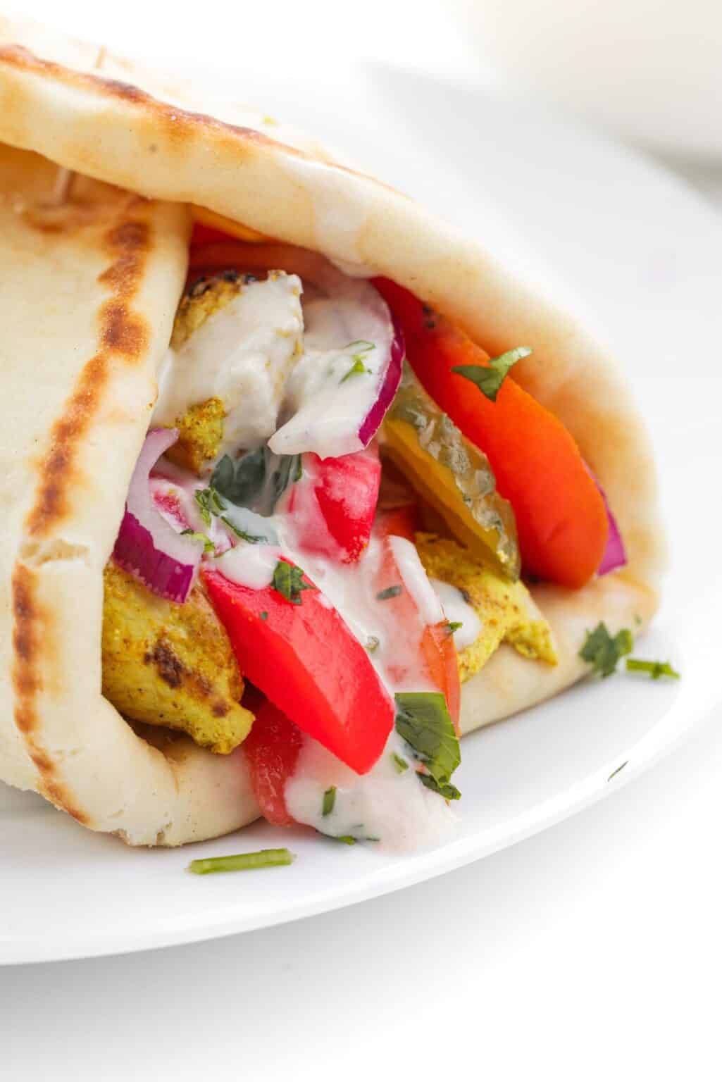 Chicken Shawarma Naan Wrap with Tahini Sauce - The Lemon Bowl