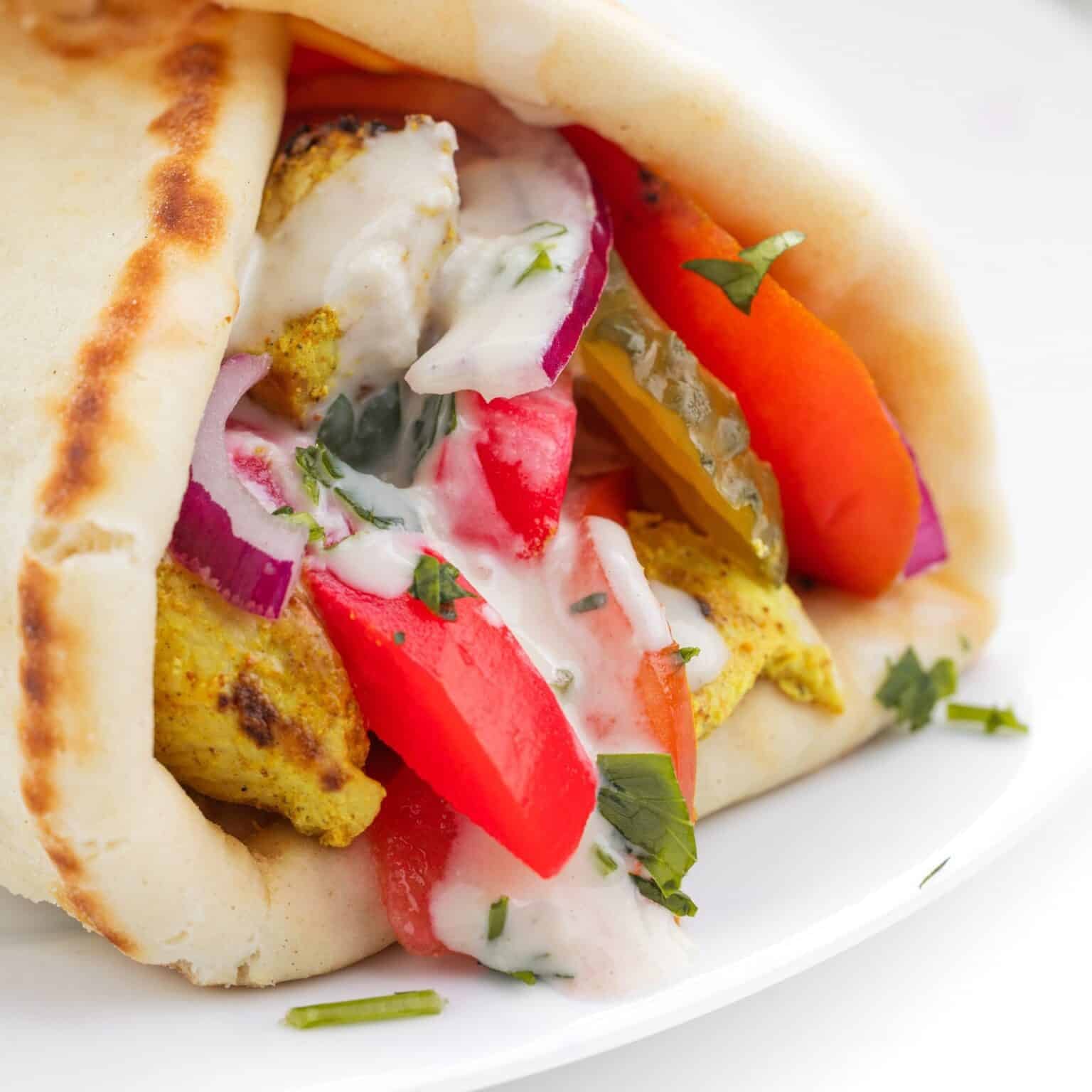 Chicken Shawarma Naan Wrap with Tahini Sauce - The Lemon Bowl