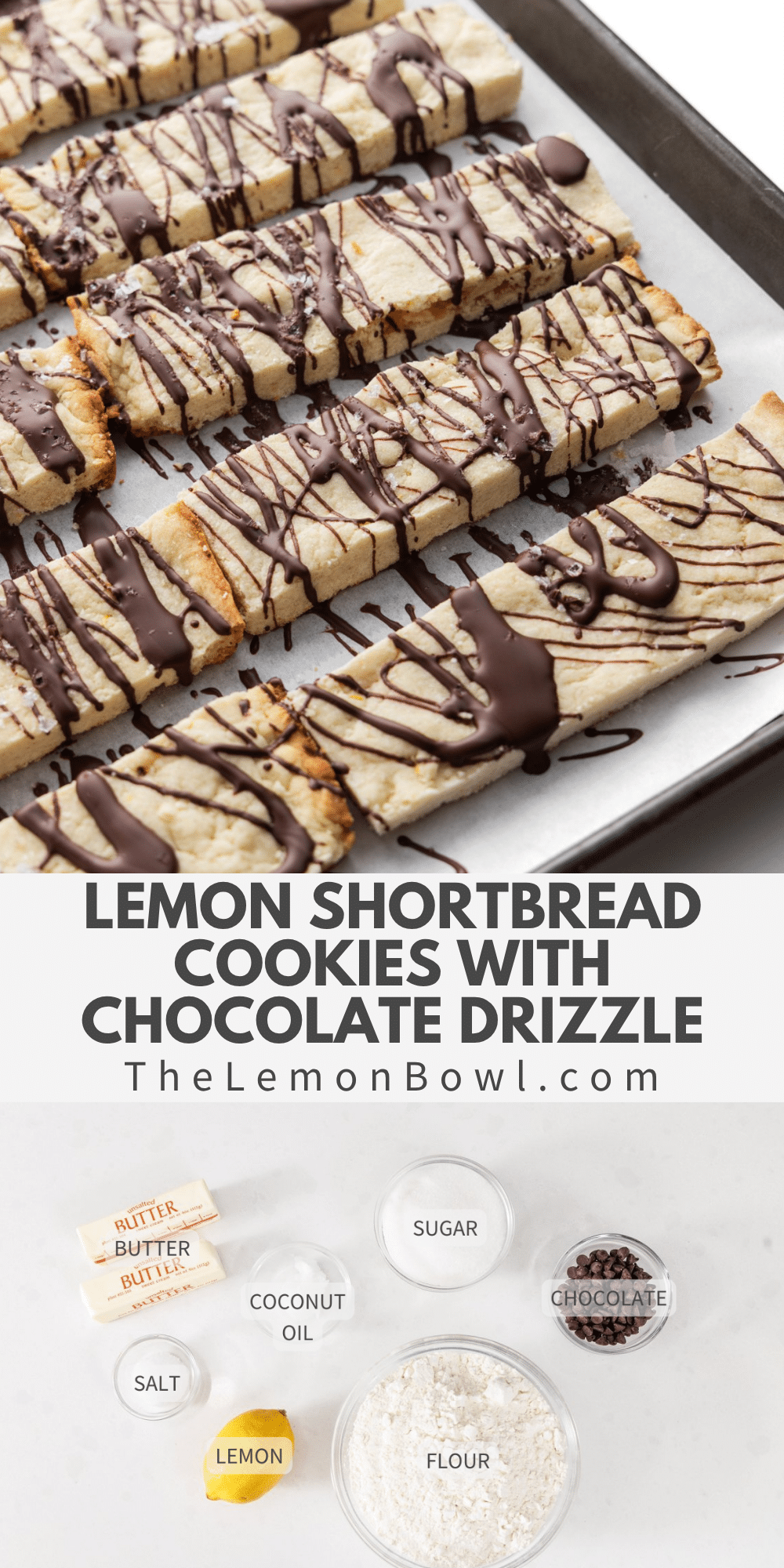 Lemon Shortbread Cookies with Chocolate Drizzle