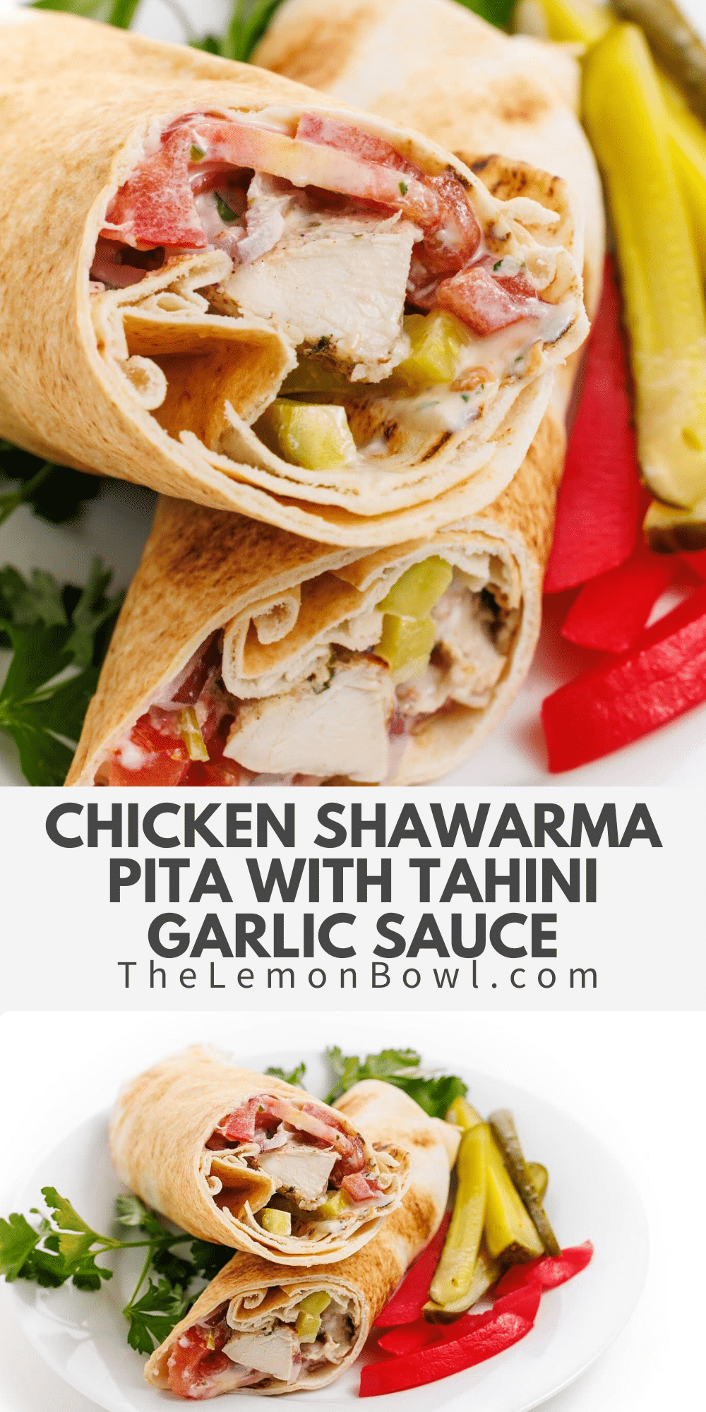 Chicken Shawarma Pita with Tahini Garlic Sauce - The Lemon Bowl®